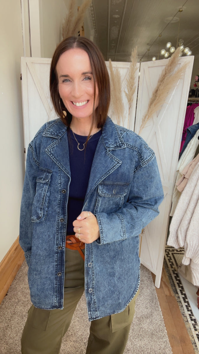 Free People Izzie Cargo Denim Jacket | Backwards Boutique